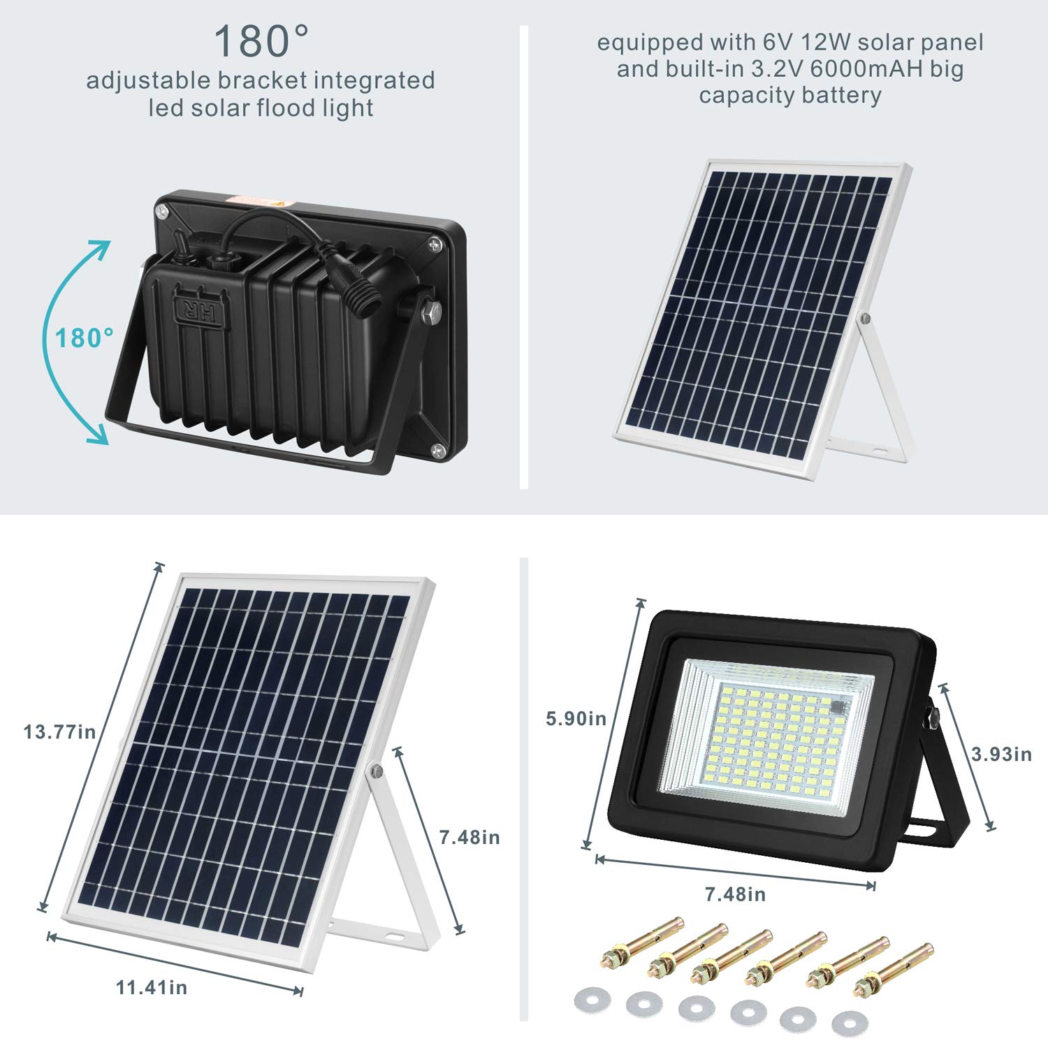 LINEWAY Solar Flood Lights Outdoor Dusk to Dawn, Remote LED Solar Security Lights 20W 1600lm 3 Modes Waterproof Ip65 Motion Sensor Solar Powered Light Auto On Light for Garden,Yard,Barn,Lawn, Pole