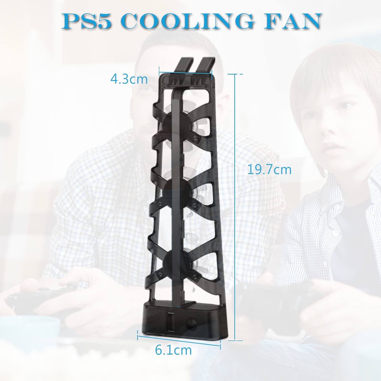 PS5 Stand Cooling Fan for PS5 Digital & Dics Version, Megadream USB External Cooler Fan Game Console Mini Cooling System for Playstation 5, 3 High-Speed USB Fans | External USB Charger Port