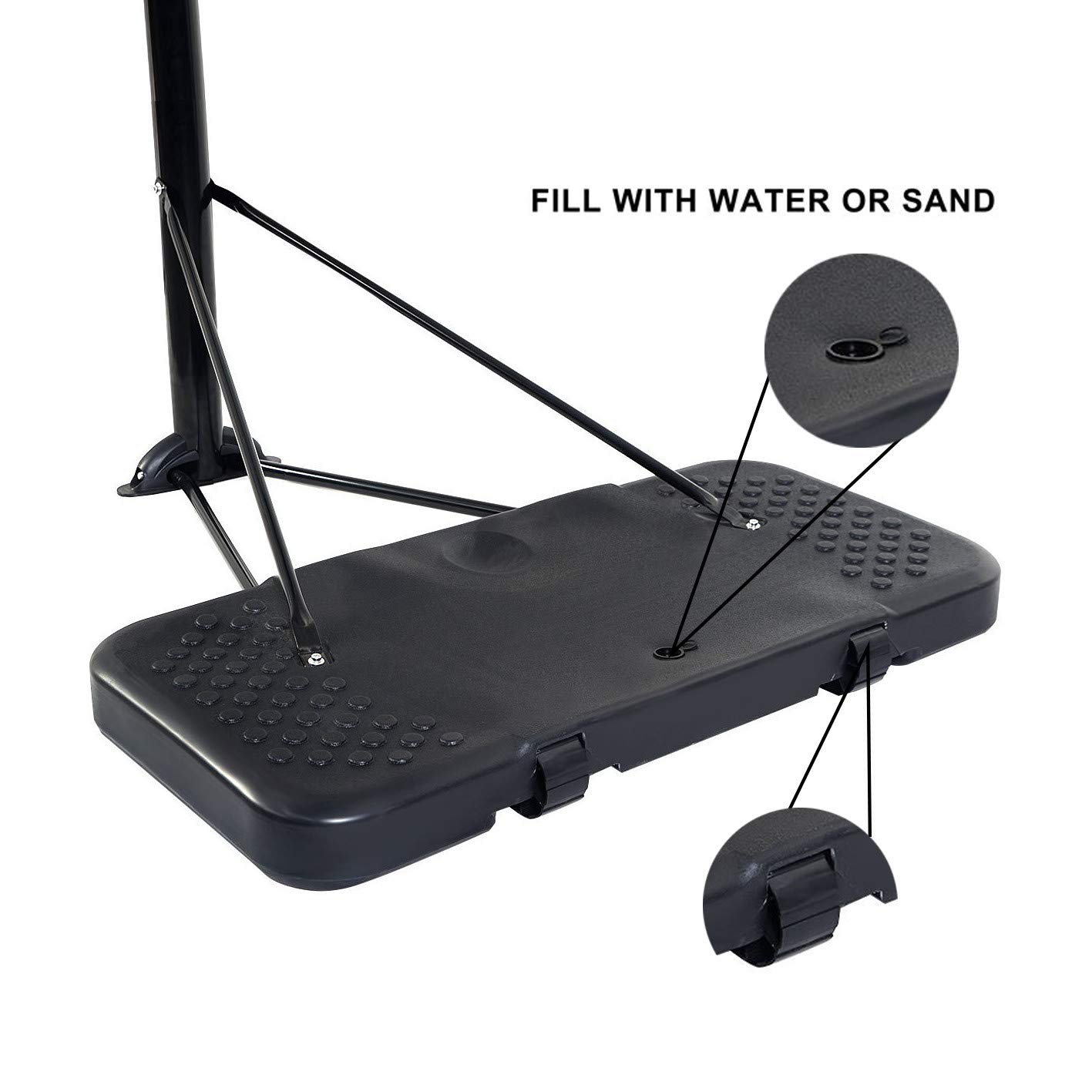 Movement God Portable Basketball Hoop System Height Adjustable 6.5ft-10ft with 43" Black Backboard for Indoor Outdoor Use