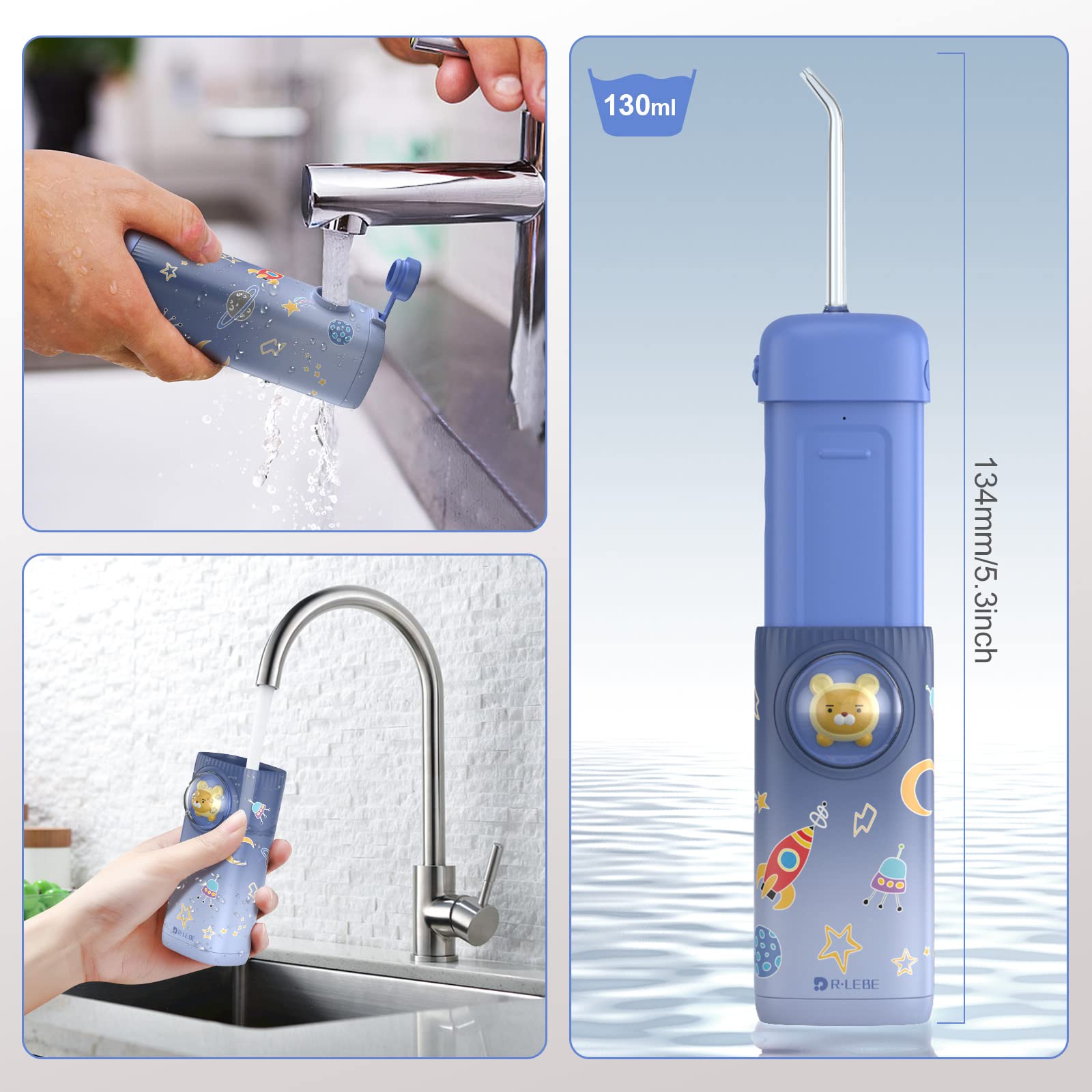 Water Flosser for Kids, Portable Water Flosser Cordless for Teeth Cleaning & Gums Braces Care - Blue
