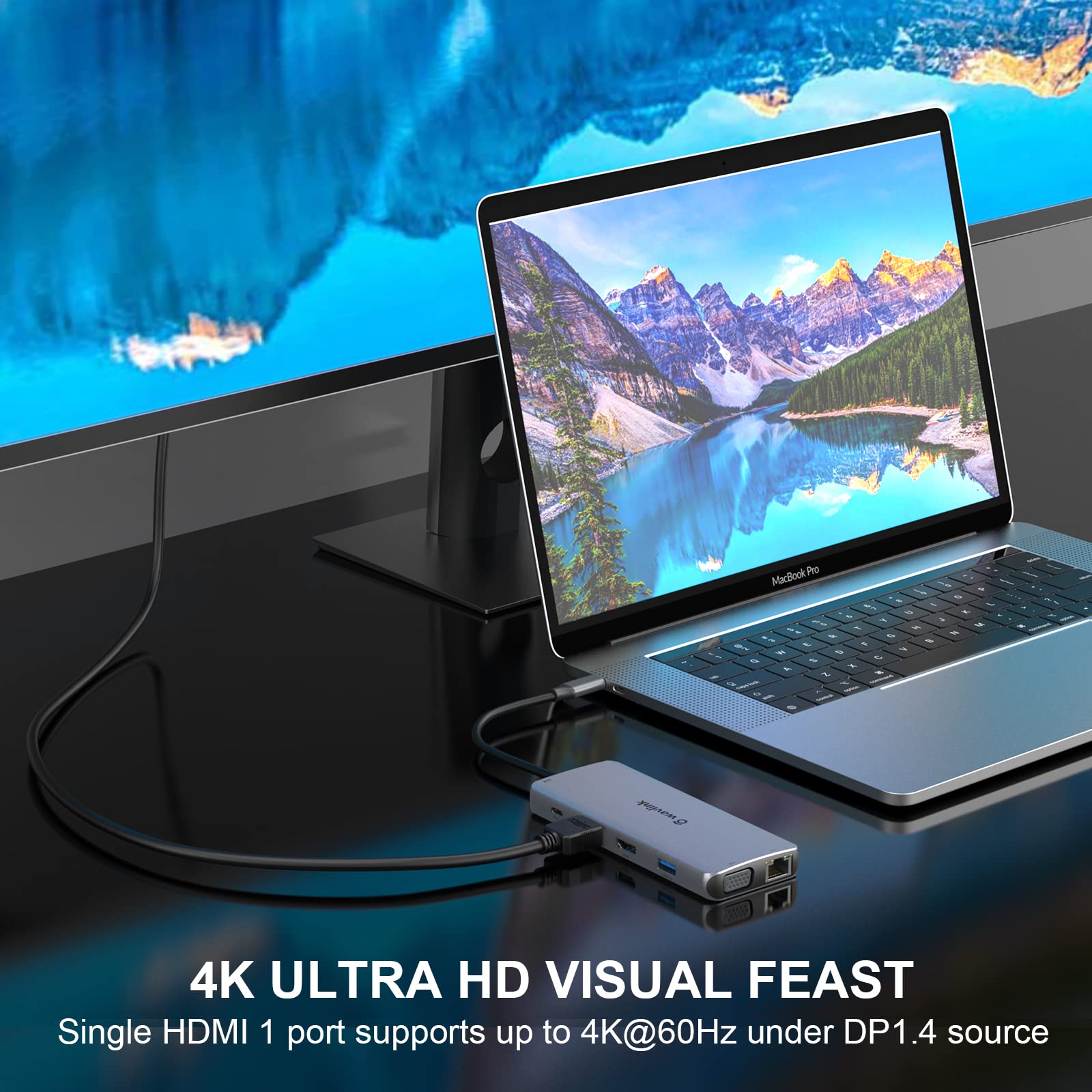 WAVLINK USB C Hub/Docking Station,13-in-1 Triple Display Type-C Adapter(2HDMI,2K VGA,Ethernet,USB 3.0/2.0,SD/TF Card Reader,Audio,89W PD3.0) for MacBook Pro,Dell XPS 13/15,HP,Lenovo Yoga