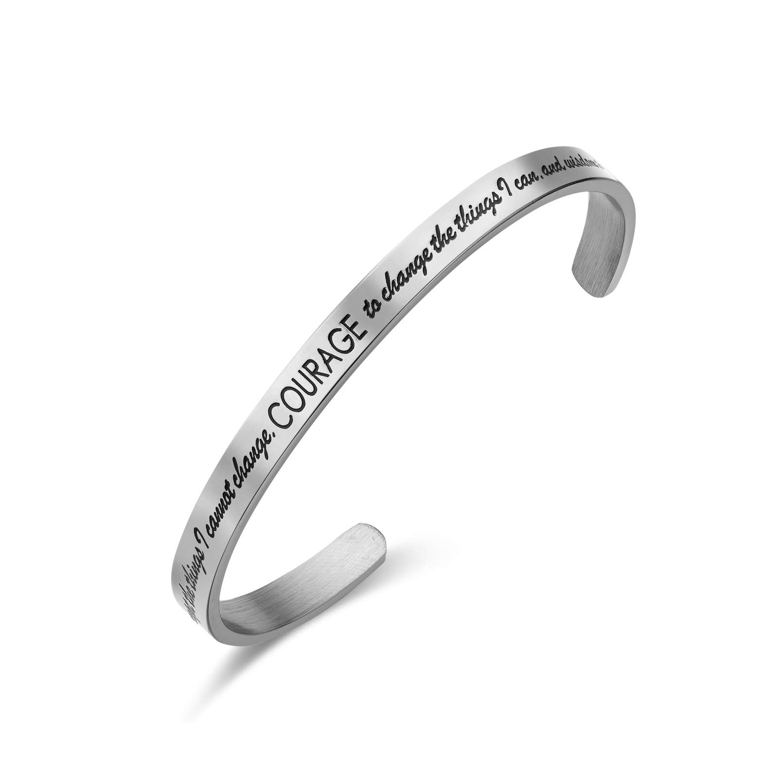 LIUANAN Inspirational Bracelets for Women Men, Engraved Personalized Cuff Bangle Stainless Steel Jewelry Gifts with Message