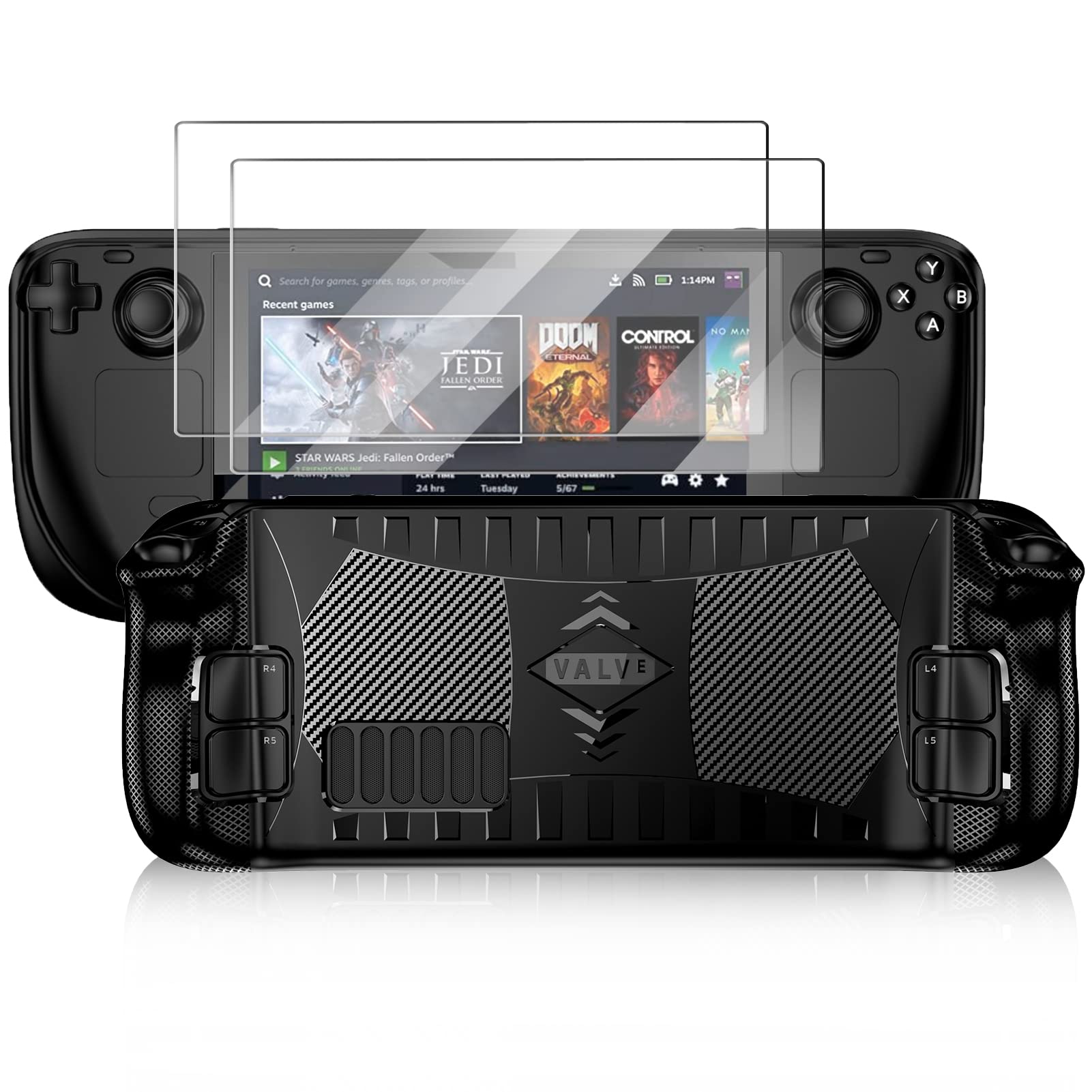 Steam Deck Case Stream Deck Case with Anti-Slip Particles, Compatible with Steam Deck Cover, Anti-Skid Anti-Collision Anti-Scratch Anti-Scratch Ergonomically Designed Anti-Drop Grip Design