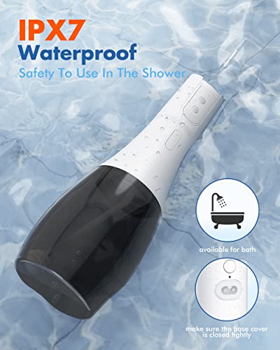 Water flossers Teeth, Cordless Cleaner, VAPTEC Cleaning flosser, Dental 400ml Large Capacity, Portable 360°Rotation 5 Cleaning DIY Modes 6 remplaceable Tips, flossers for Braces, White