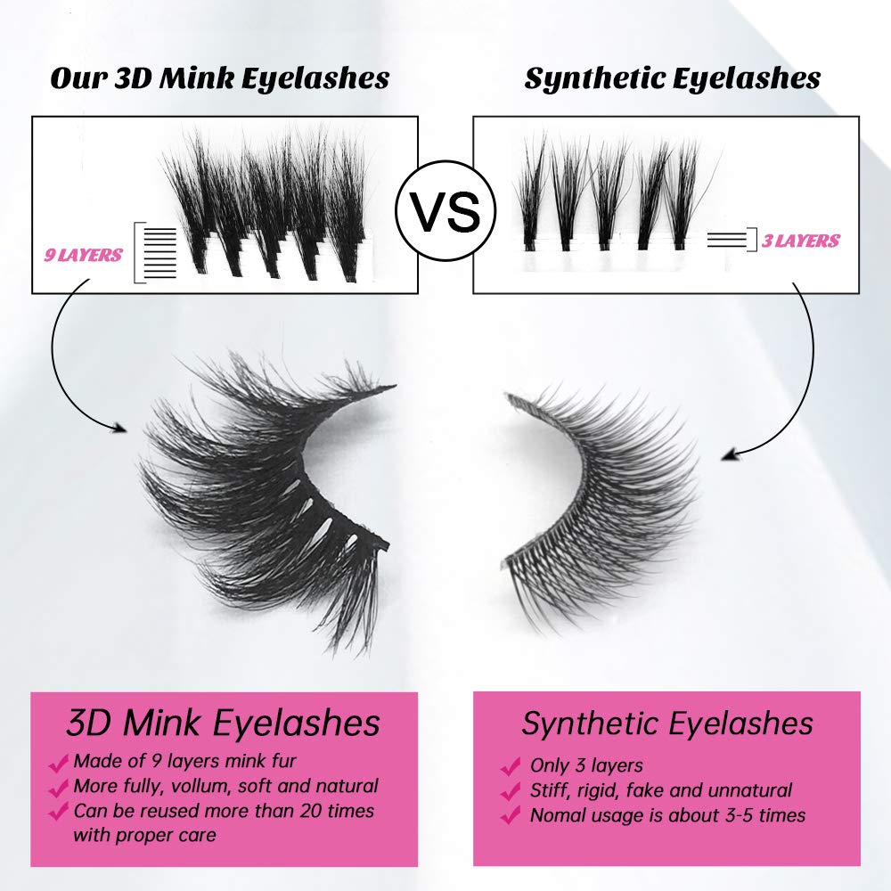 Mink Lashes, SWINGINGHAIR False Eyelashes 18mm Mink Eyelashes Siberian Natural Daily Type 3D Mink Lashes Full Strips Hand Made Fake Eyelashes Fluffy Real Eyelashes 1 Pair
