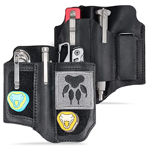 VIPERADE PL8 Multitool Sheath, EDC Leather Organizer Sheath with DIY Patch Area, Leather Sheath for Multitool, Knife, EDC Tools, EDC Pocket Organizer for Men