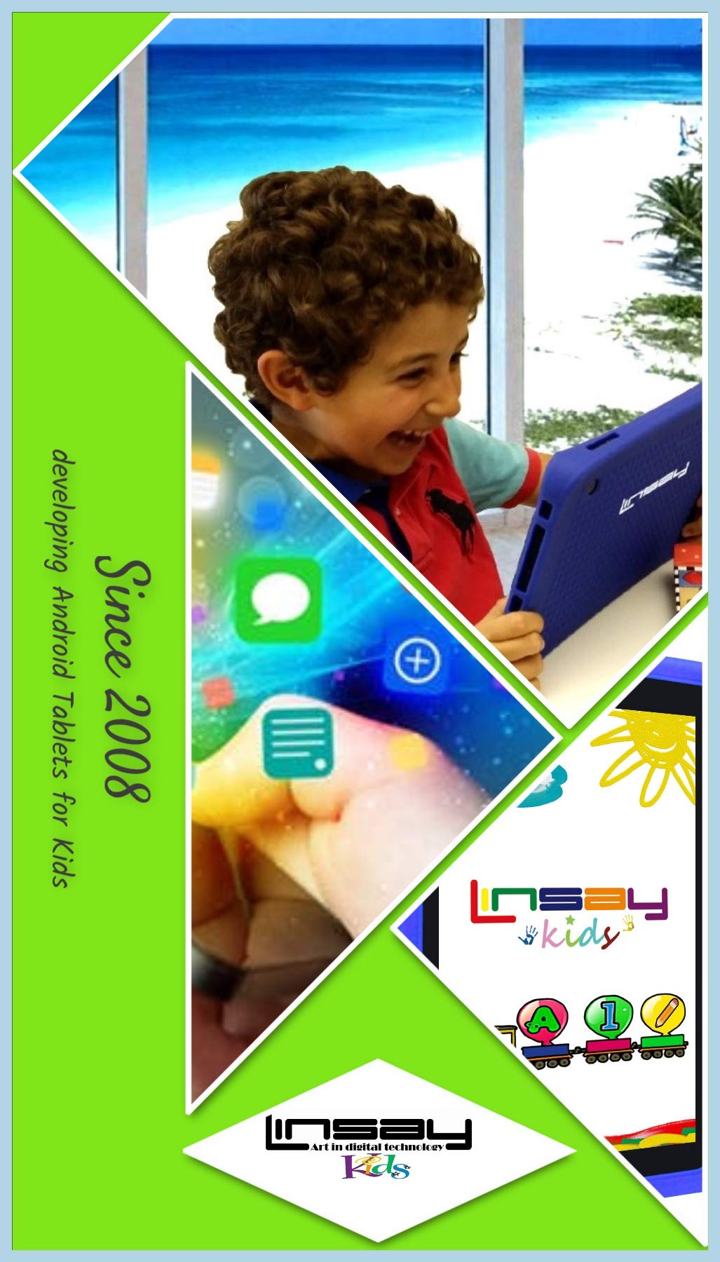 LINSAY Kids Tablet PC Newest Android 9.0 WiFi Kid-Proof Quad Core 2GB Ram 16GB of Internal Storage up to 256 GB External SD Card. Learning Device, Millions of Apps- Dual Camera Google Certified