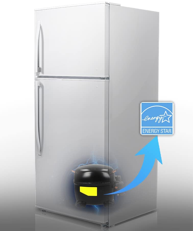 SMETA 18 Cu. Ft Refrigerator for Kitchen Full Size Top Freezer Top Mount Fridge 30" Frost Free, Apartment Garage Ready Refrigerators Double Door with LED light 66 inch tall, White