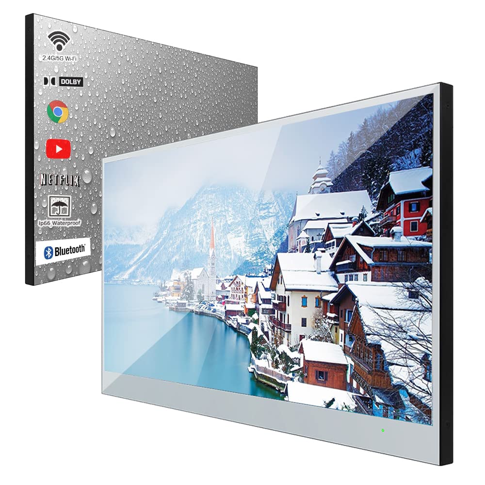 Soulaca 27 inches Smart Mirror TV for Bathroom IP66 Waterproof Android System with Integrated HDTV(ATSC) Tuner and Built-in Wi-Fi&Bluetooth