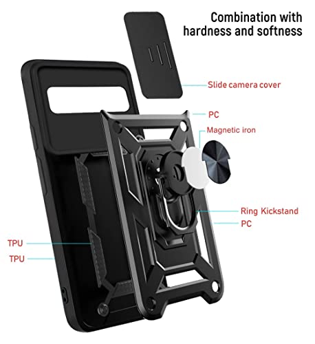 Paton Designed for Google Pixel 6 Case, Heavy Duty Military Grade Protection Pixel 6 5G Case with Magnetic Kickstand, 15ft Drop Tested Shockproof Cover Case for Pixel 6. (Blue)
