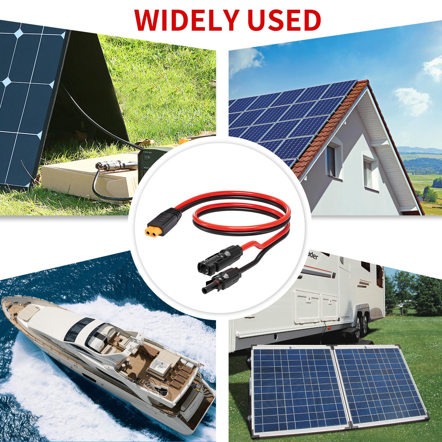 LIOFYN Solar to XT60 Connector Cable 10AWG 2FT Solar Panel Connector to XT60 Charging Cable for RV Portable Power Station Solar Panels