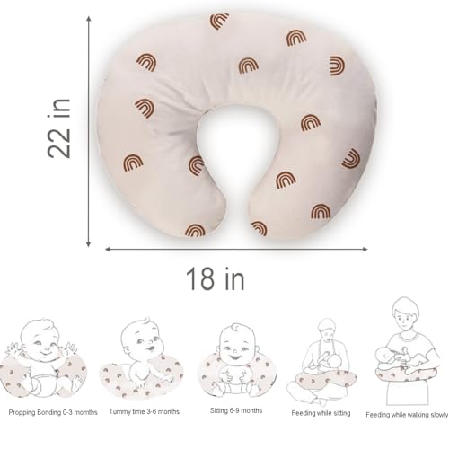 Nursing Pillow Cover 2 Pack,Neutral Breastfeeding Pillow Cover Fits 22.5in*18in Nursing Pillow for Baby Boy Girl, Neutral Baby Nursing Pillow Cover(Boho Rainbow Style)…