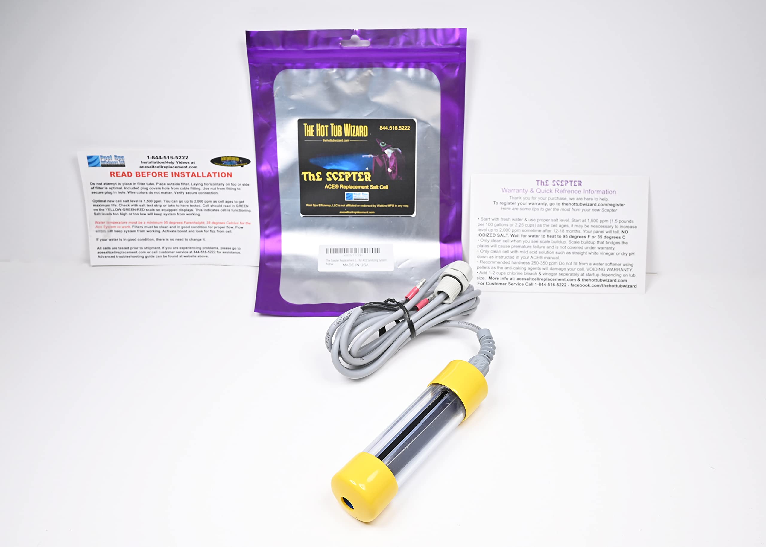 The Hot Tub Wizard - The Scepter Salt Cell® Replacement for ACE® Sanitizing System - Quality Replacement Part - Easy Install