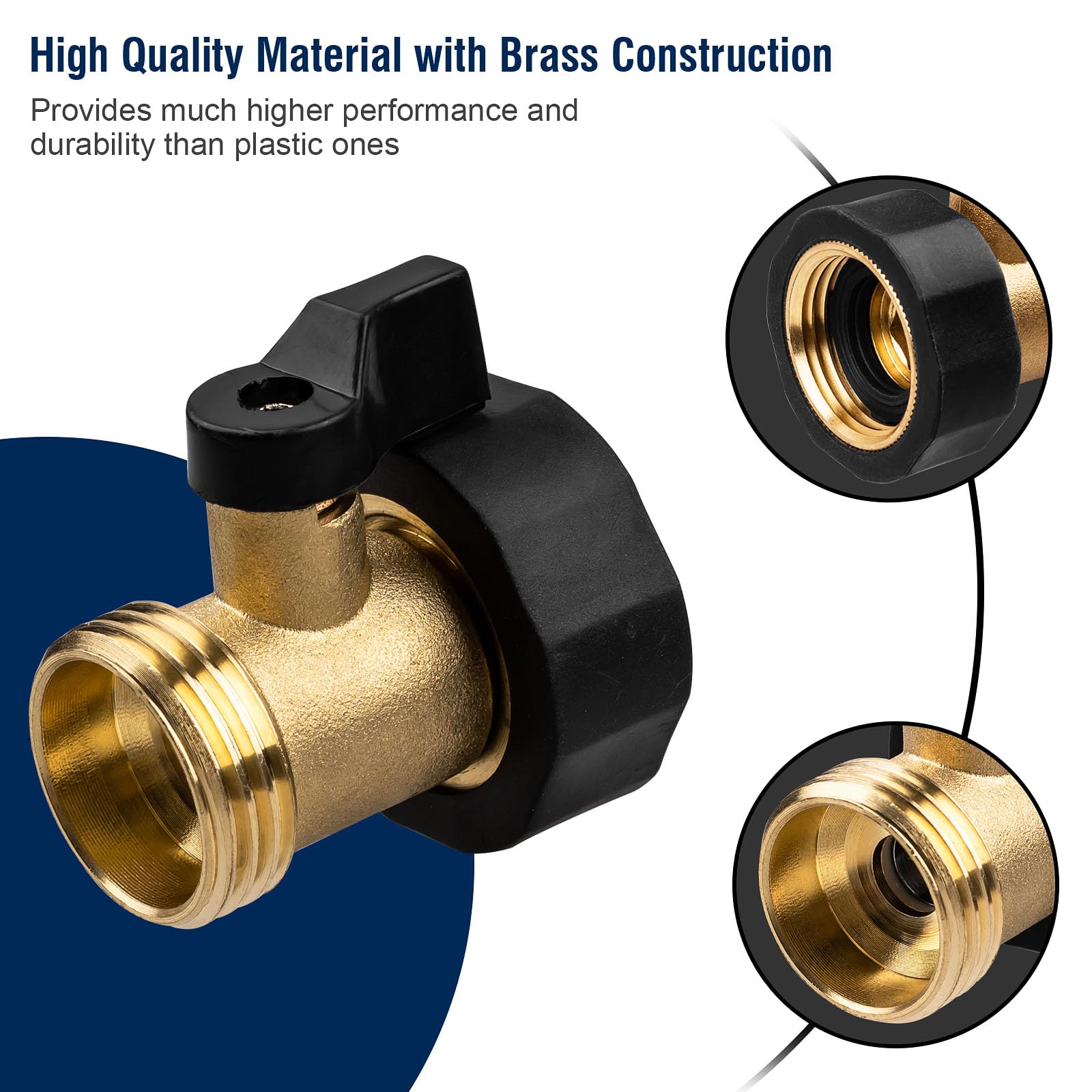 Nraxiot 2PCS Garden Hose Shut Off Valve, Durable Hose Shutoff Valve,Premium 3/4 Brass Shut Off Valve for Garden Hose,Water Hose Shut Off Valve for Household Cleaning