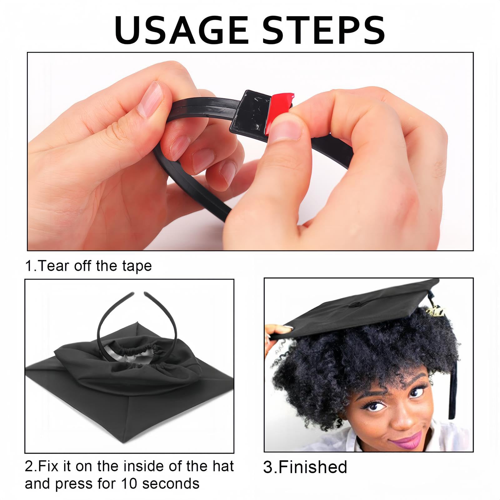 TIMMOKO 1PCS Graduation Cap Headband Holder Clip Secures Your Graduation Cap. Simple And Practical Graduation Cap Insert Headband.Perfect Accessory for Busy Graduates.
