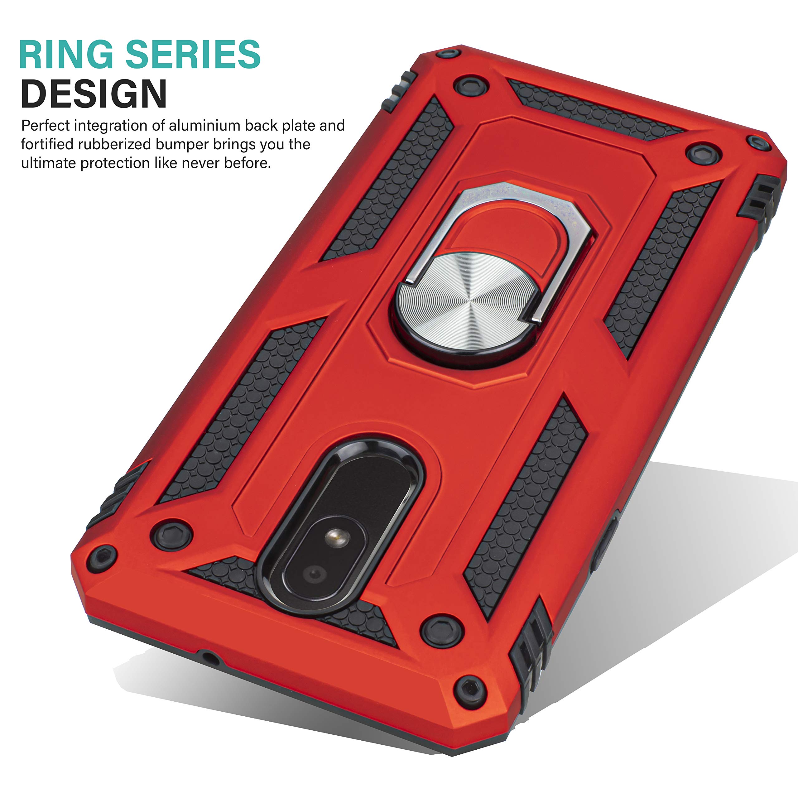 MAXVITAVELA Phone Case for [LG Journey LTE (L322DL)], [Loop Series][Red] Full Rotating Metal Ring Cover with