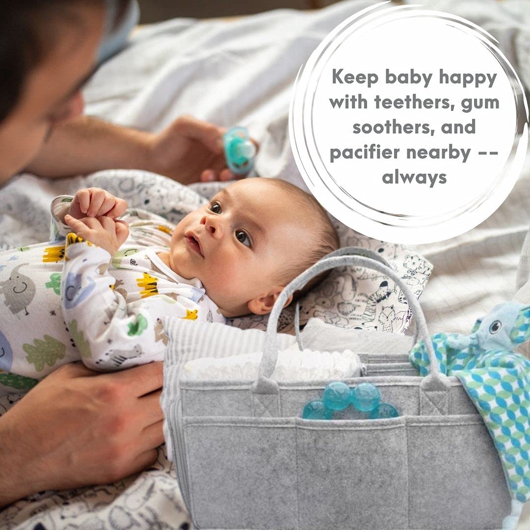 MOM CODE Diaper Caddy Organizer - Parenting Made Easy - Large Portable Diaper Organizer to Store All Baby’s Nursery Essentials To Go - Baby Diaper Caddy Organizer Bag With Zipper Pocket