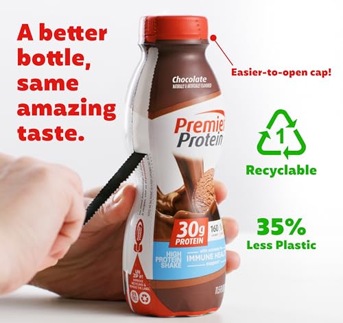 Premier Protein Shake, Chocolate, 30g Protein, 1g Sugar, 24 Vitamins & Minerals, Nutrients to Support Immune Health, 11.5 fl oz