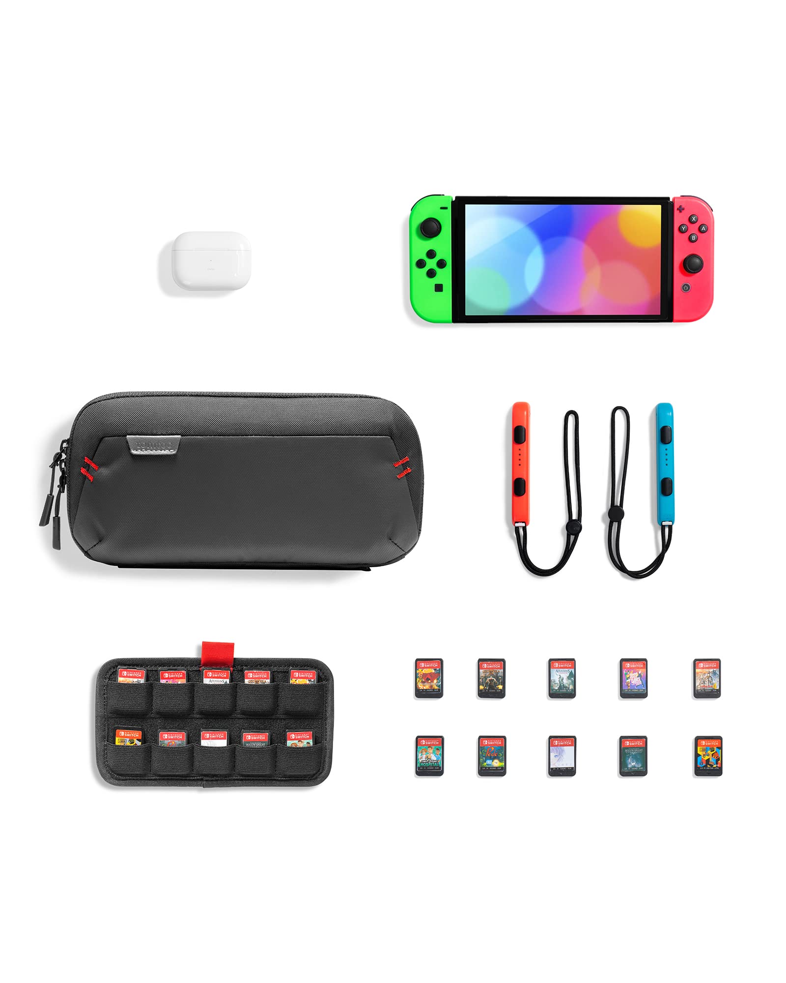 tomtoc Carrying Case for Nintendo Switch OLED Model & Original Nintendo Switch & Odin 2, Portable Storage Travel Bag Ultra Slim Soft Pouch with 20 Game Card Slots and Accessory Pocket
