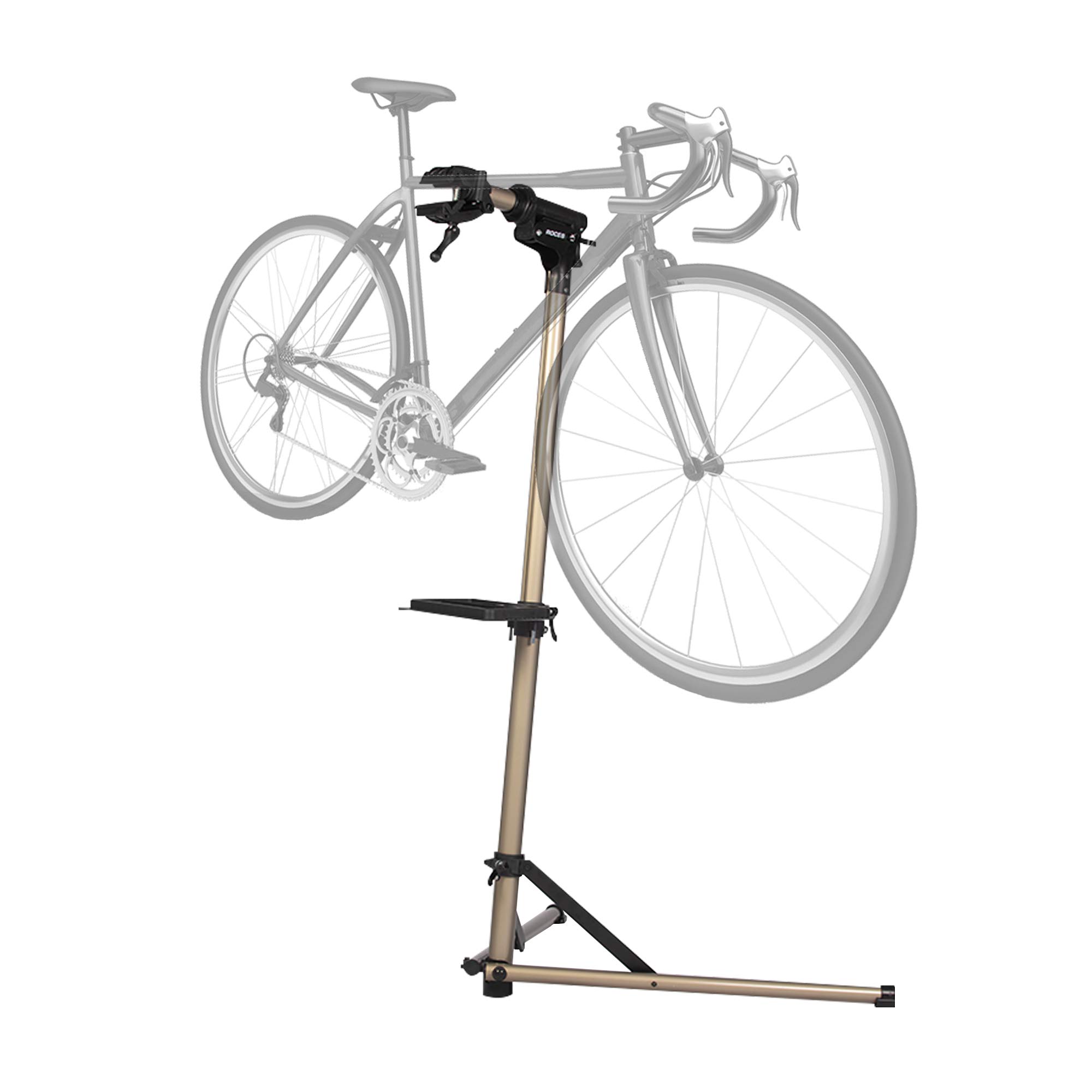 LONABR Adjustable Bike Repair Stand Foldable Bicycle Mechanics Stand Portable Bike Workstand for Home or Professional Team Use with Plate Tools Holder Support 60LBS