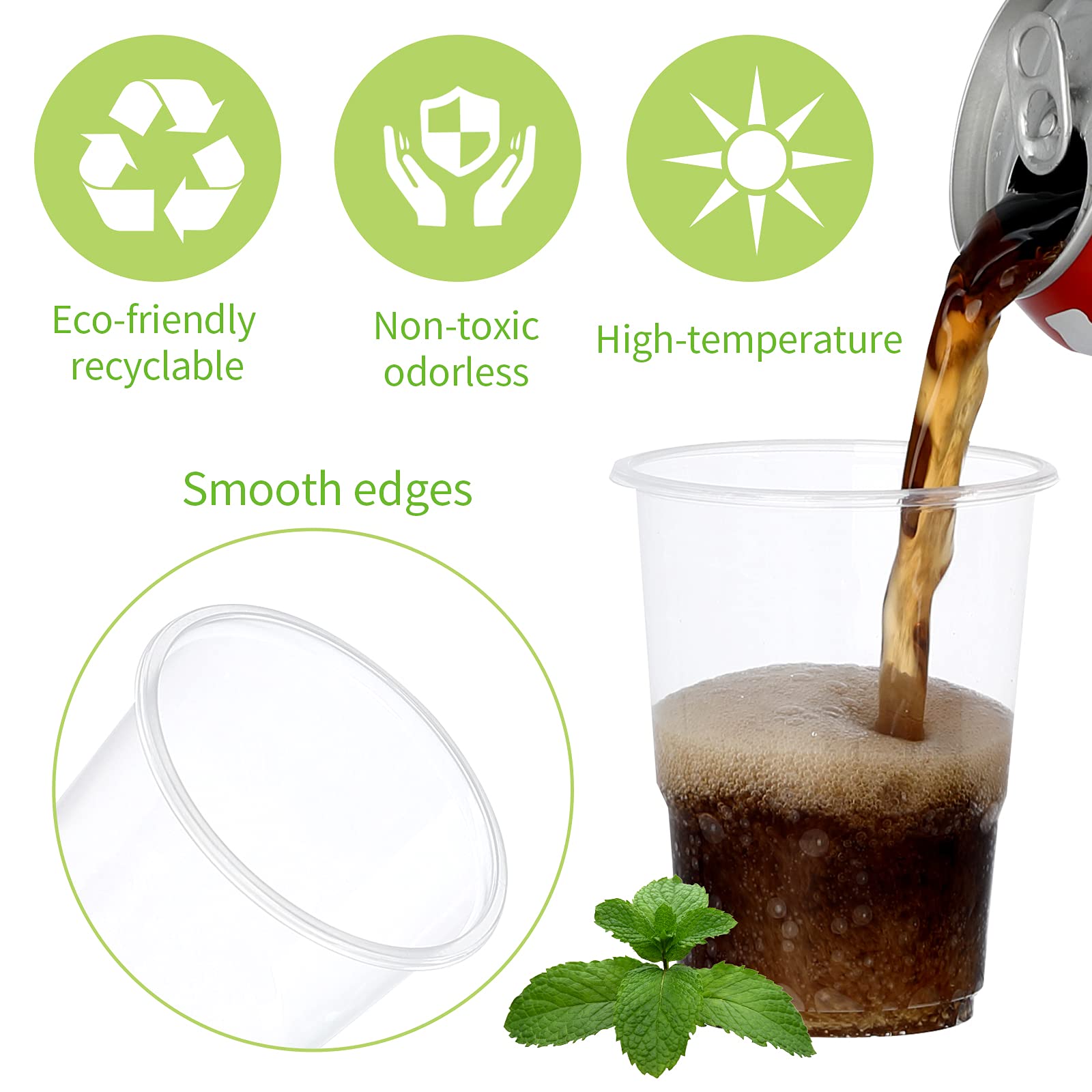 NETTEMPT 500 Pack Clear Plastic Cups,Clear Plastic Cups Tumblers, Cold Party Drinking Cups, Disposable Cups for Wedding,Thanksgiving, Christmas Party (7OZ)