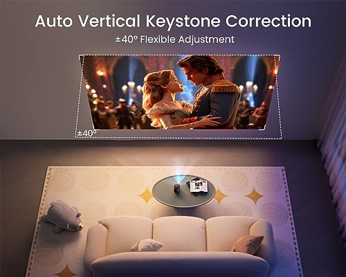 Mini Projector with Android TV, DLP and Rechargeable Battery, WiMiUS Pico Pocket Portable Projector with WiFi Bluetooth, 360°Speaker, 1080P Support, Wireless Smart Outdoor Projector for Phone/HDMI/USB
