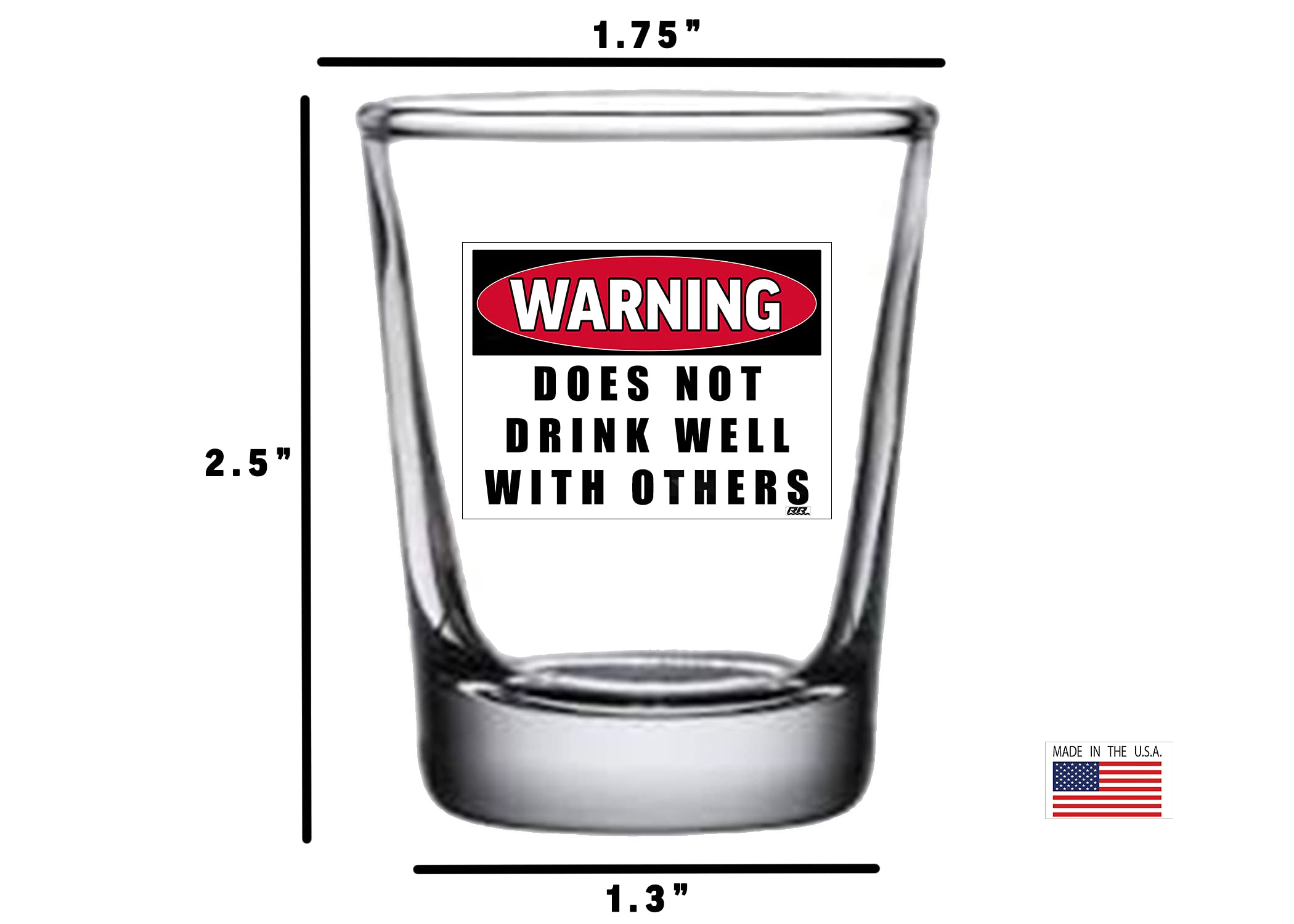 Rogue River Tactical Funny Shot Glass Warning Does Not Drink Well With Others Gag Gift
