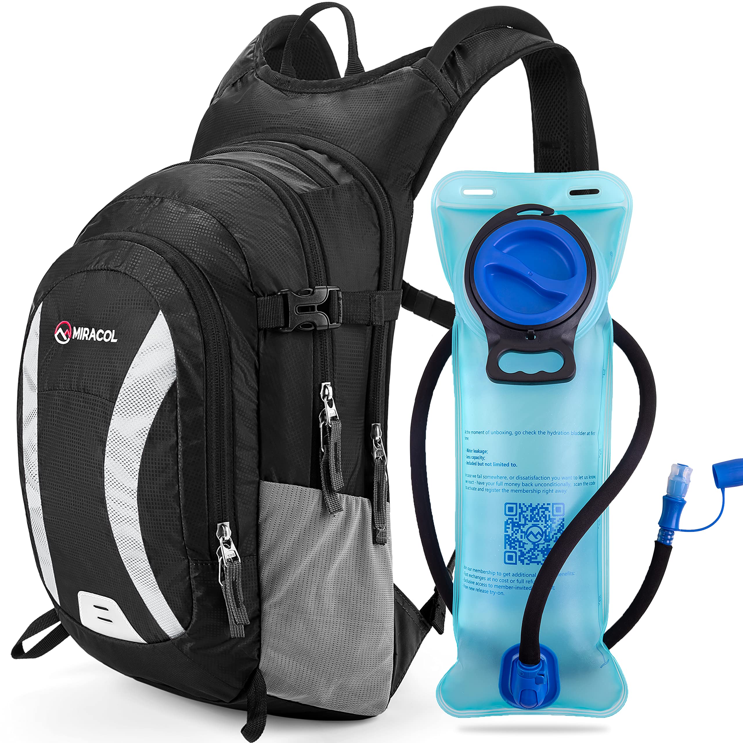 Miracol Hydration Backpack with 2.5L Water Bladder, Insulated Water Backpack Hydration Pack for Hiking Biking Cycling Skiing for Men Women Kids