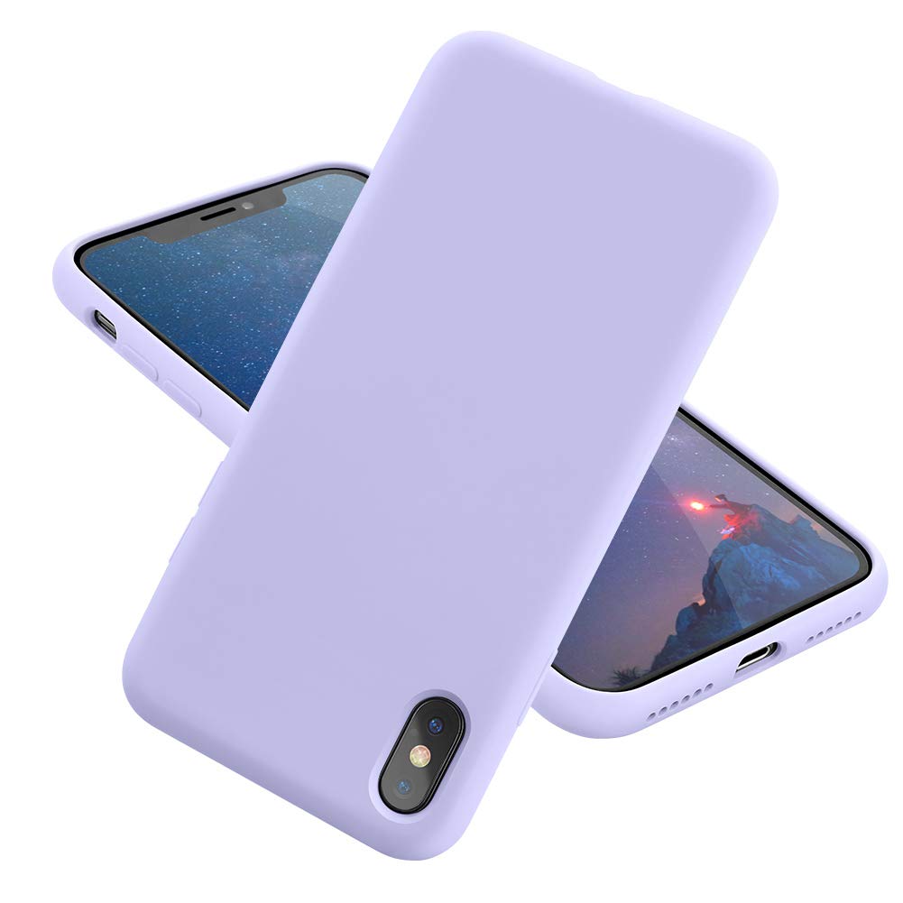 MCUCA iPhone X Case iPhone Xs case Liquid Silicone Gel Rubber Bumper Case,Ultra-Thin Soft Microfiber Lined Full Body Protective Case Cover for Apple iPhone X iPhone Xs,Light Purple