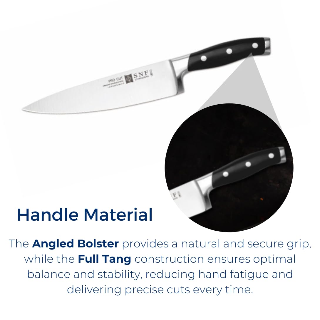 SNFSchneidteufel Pro Cut Forged 8 Inch Chef Knife - X50CrMoV15 Stainless Steel Chefs Knife with Black Ergonomic Handle - 8" inch Chef Knife - Ideal Kitchen Gadgets and Essentials
