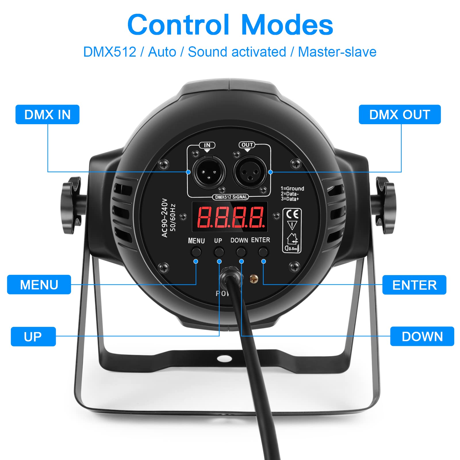 Stage Lights LED Par Light 180W RGBW 4-in-1 Uplights, HOLDLAMP Stage Lighting 4/8 Channel DMX Control Sound Activated with Remote Controller for DJ Events Party Wedding Bar Church (2 pcs)