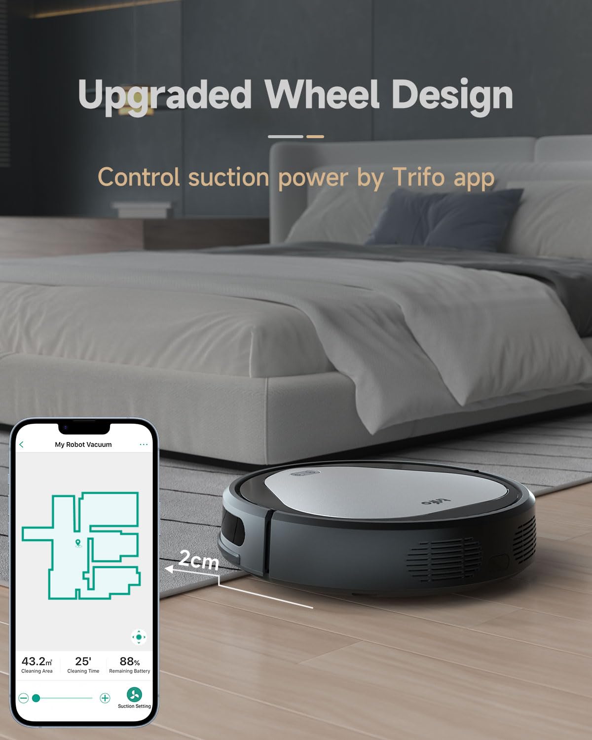 Maxwell Robot Vacuum Cleaner, 2500pa Strong Suction, Self-Charging Robotic Vacuum Cleaner, Anti-fall Sensor, Alexa & App Connect, Home Surveillance Camera, Works On Hard Floor & Low Pile Carpet
