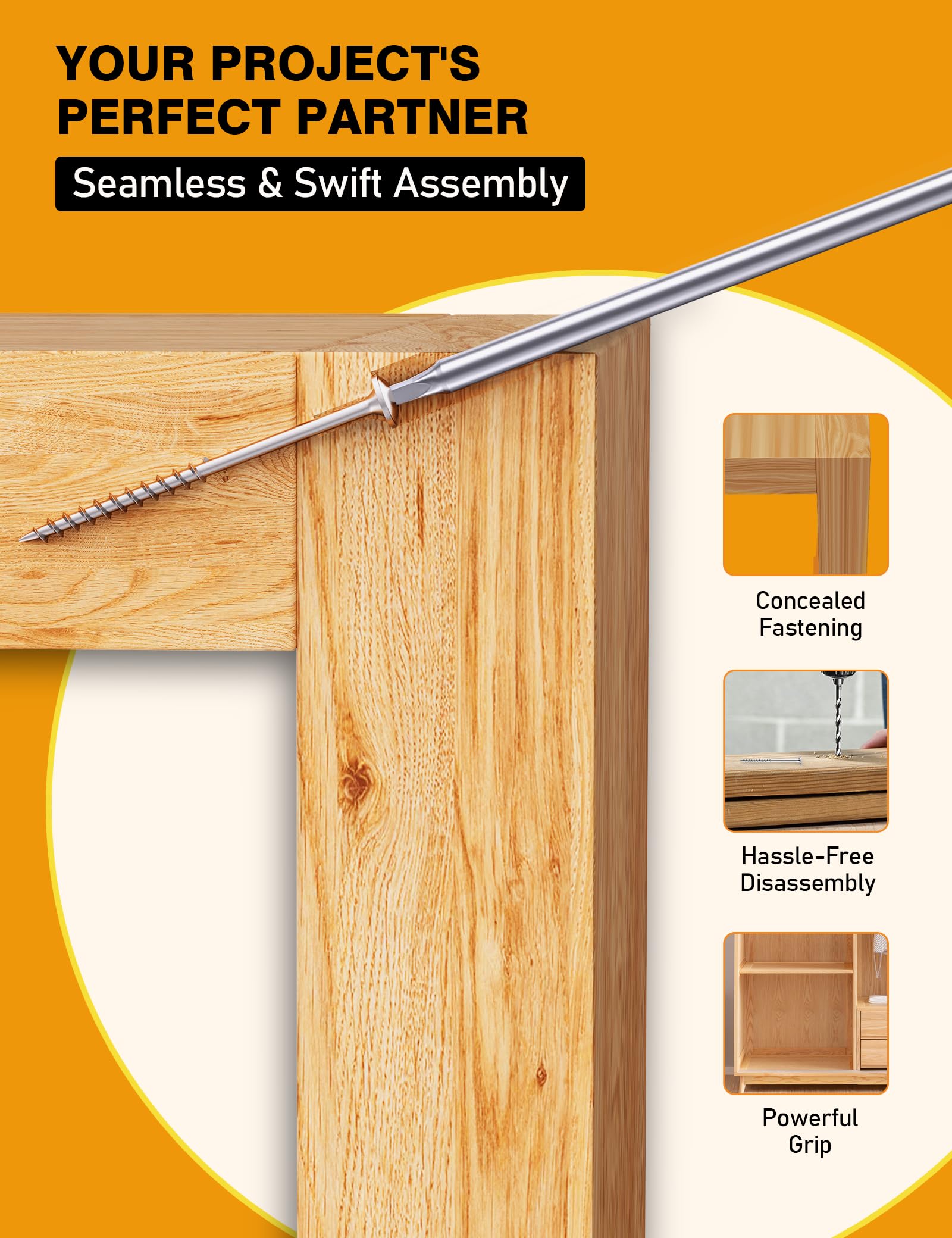 YaaYii Pocket Hole Screws #8 x 1 Inch, 700 PCs Value Pack Wood Screws - Coarse Thread - Washer Head - Square Drive - Self Tapping - Zinc Plated for Rust Resistant, Two Extra Drive Bits Included