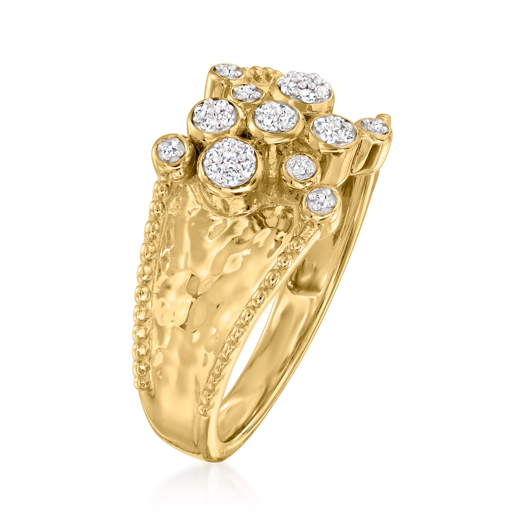Ross-Simons 0.10 ct. t.w. Diamond Bubble Ring in 18kt Gold Over Sterling. Size 9