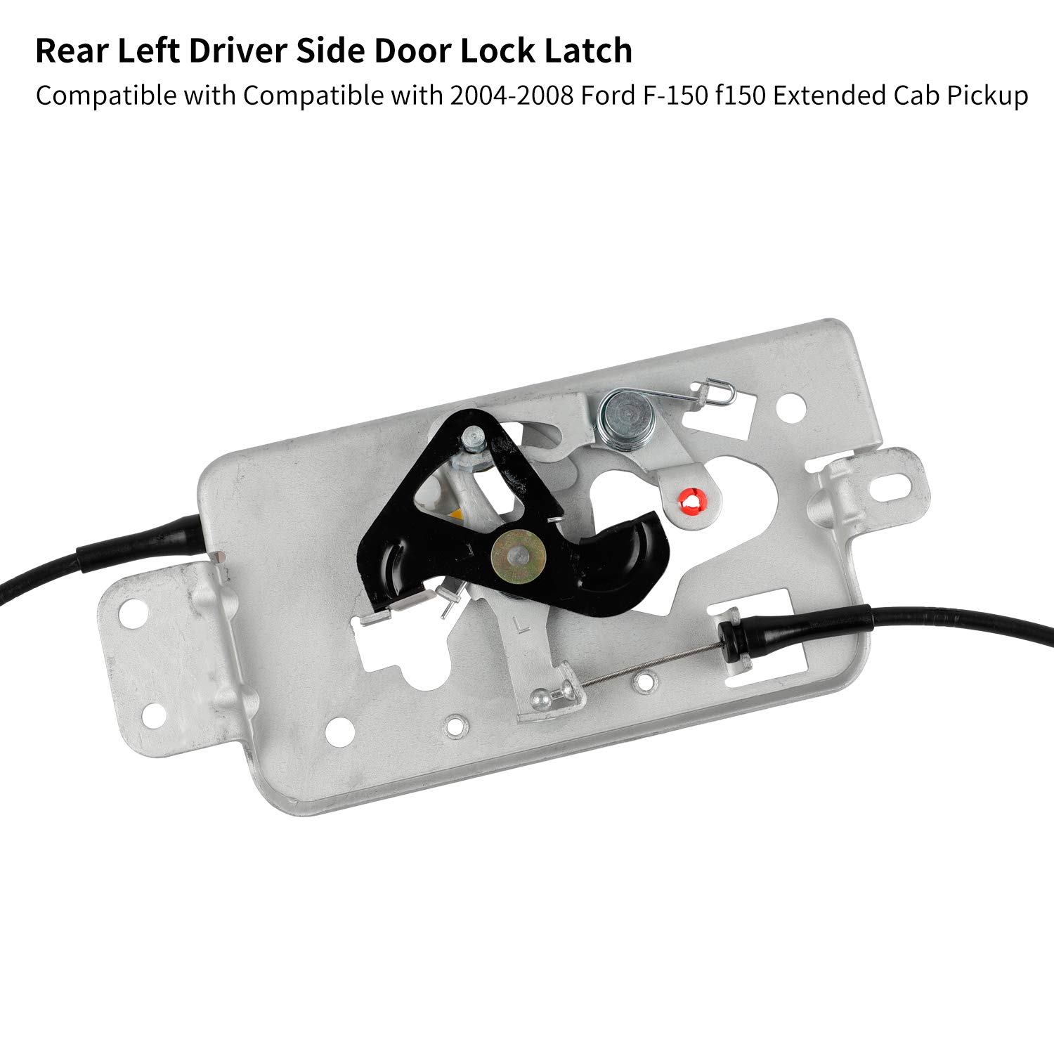 Nakuuly Left Driver Side Rear Door Lock Latch & Cable Compatible with Ford F150 Extended Cab Pickup 2004-2008, Upper and Lower Latches Assembly Replaces # 8L3Z-18264A01-B, 6l3Z-18264A01-B