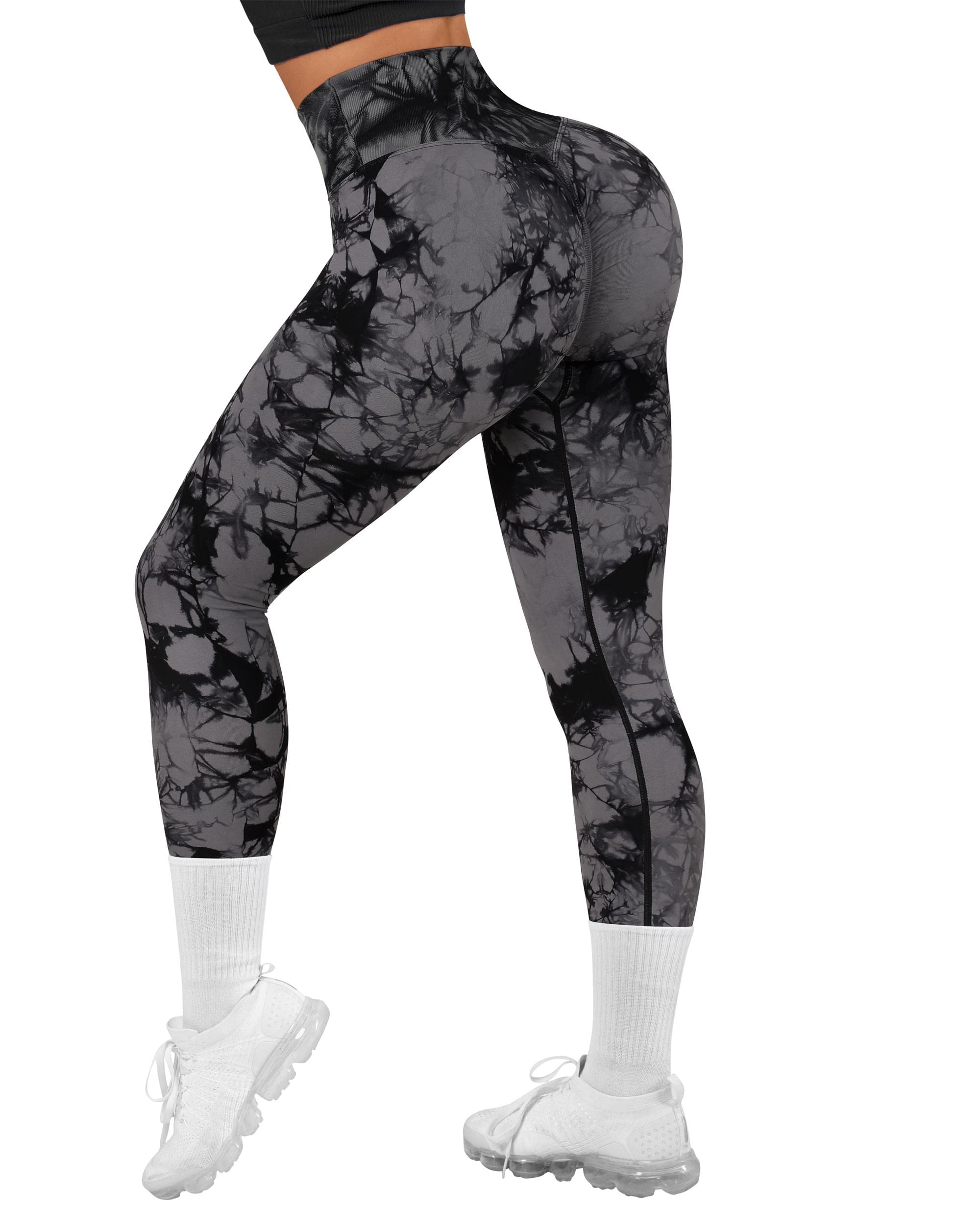 RXRXCOCO Women Seamless Crossover Leggings High Waisted Butt Lifting Workout Yoga Pants Large Rose Red