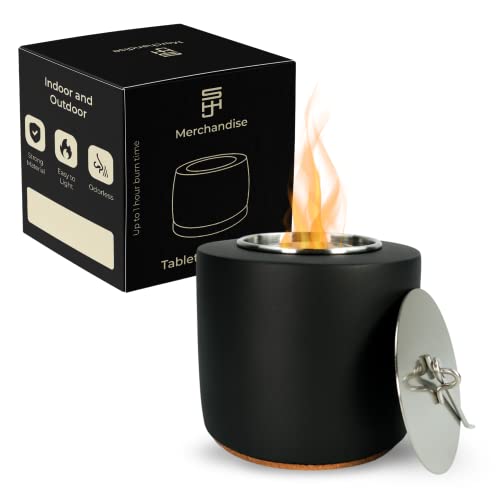 Tabletop Portable Fire Pit for Indoors & Outdoors - Smokeless & Odorlessā Concrete Fire Bowl - 1 Hour Burn Time - SāMores Maker - Mini Fireplace - Mini Fire Pit