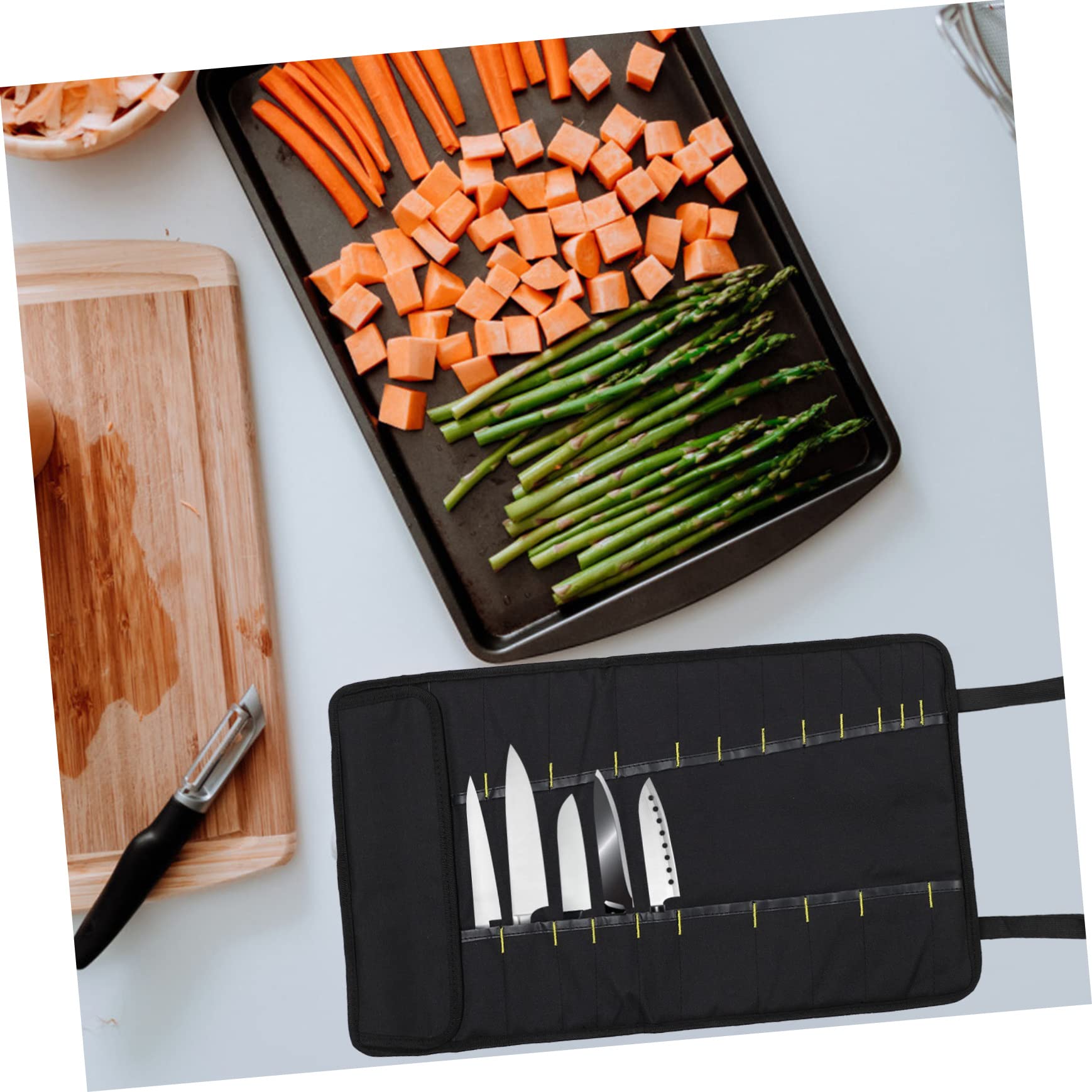 OKUMEYR 1pc Roll 22 Bag Chef Roll Bag Cutlery Holder Backpack Holder Backpack Suitcase Roller Bag Chef Carrying Case 22 Slots Holder Storage Bag Portable Roll Box Toolbox