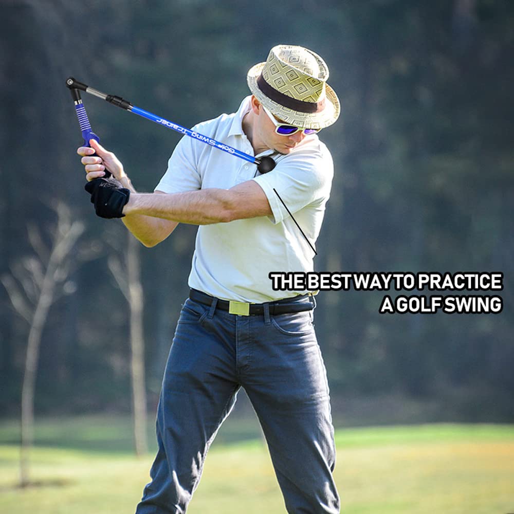 STONESTAR Golf Swing Trainer, Angle Adjustable Golf Swing Master Foldable Golf Swing Trainer Aid Stick, Golf Training Aid to Improve Hinge, Forearm Rotation, Shoulder Turn (Blue, Right Hand)