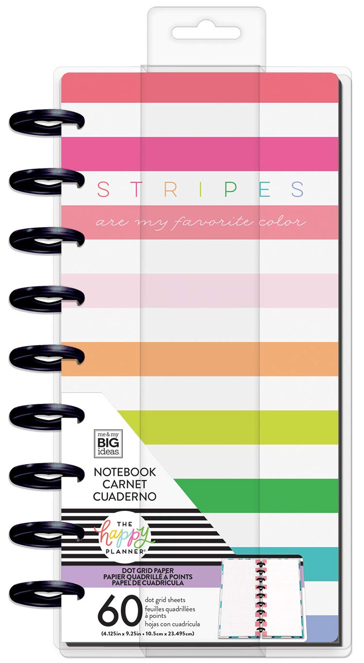 me & my BIG ideas Classic Half Sheet Notebook - The Happy Planner Scrapbooking Supplies - Rainbow Stripes - 60 Sheets of Dot Grid Paper - Journaling, Making Lists, Staying Organized - Classic Size
