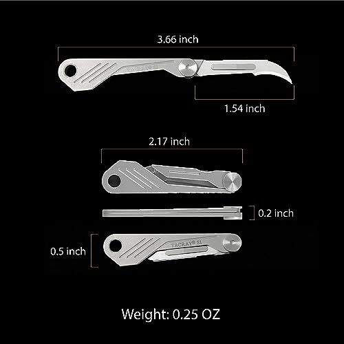 TACRAY Titanium Utility Mini Folding Knife With Replaceable Blades, Super Lightweight Pocket Knife For EDC, Comes With 2pc Extra Blades For Replacement
