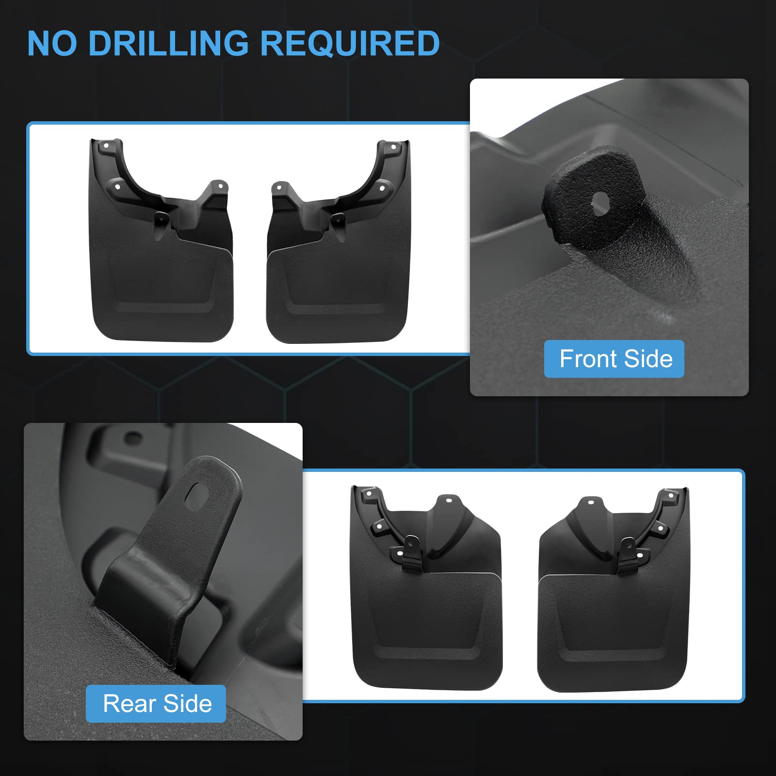 Mud Flaps Splash Guards Compatible with Toyota Tacoma 2023 Pickup (with Fender Flares), All Weather Guard Mudguards Mudflaps with Hardware Kits Accessory Front & Rear Tire Guards (4PCS)