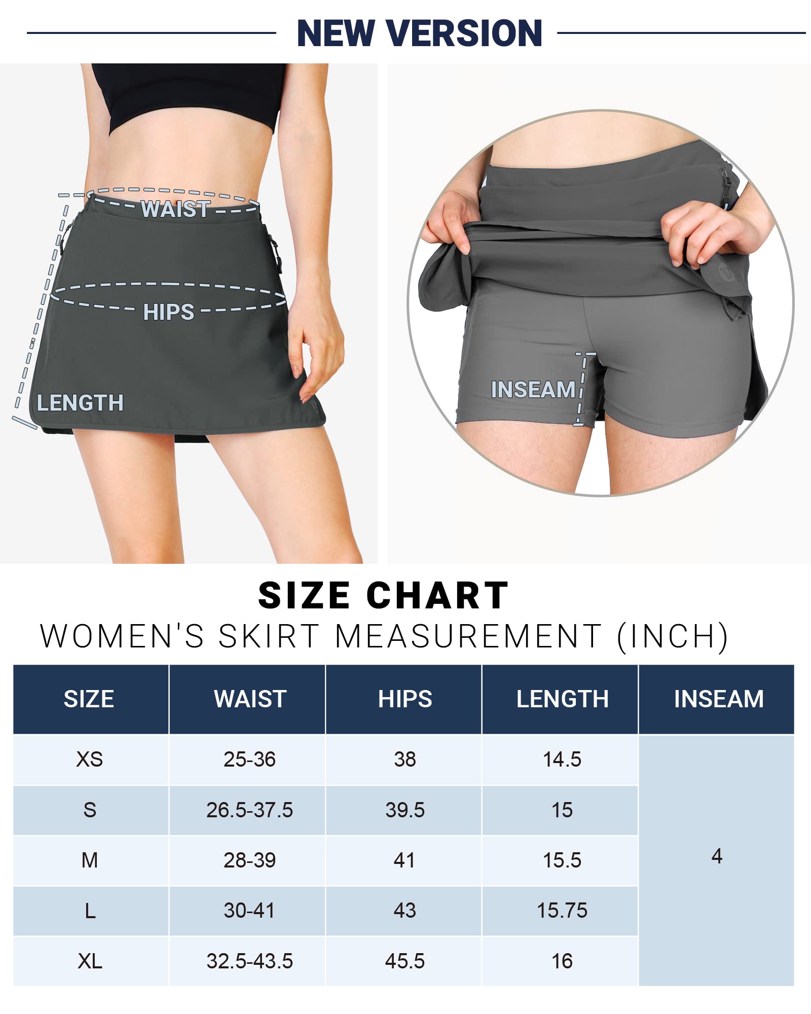 Outdoor Ventures Women's Tennis Skirts with Pockets, Golf Skort Workout Athletic Running Hiking Skirts with Shorts