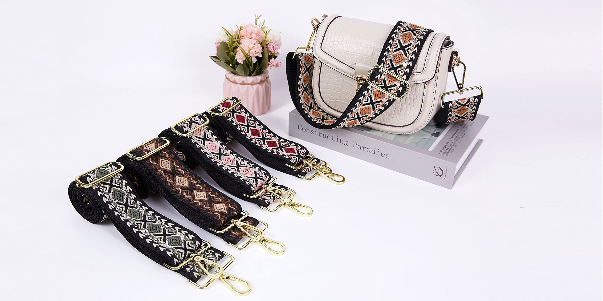 Thick Purse Straps Replacement Crossbody: Adjustable Purse Strap Crossbody 2" Wide Shoulder Strap for Bag