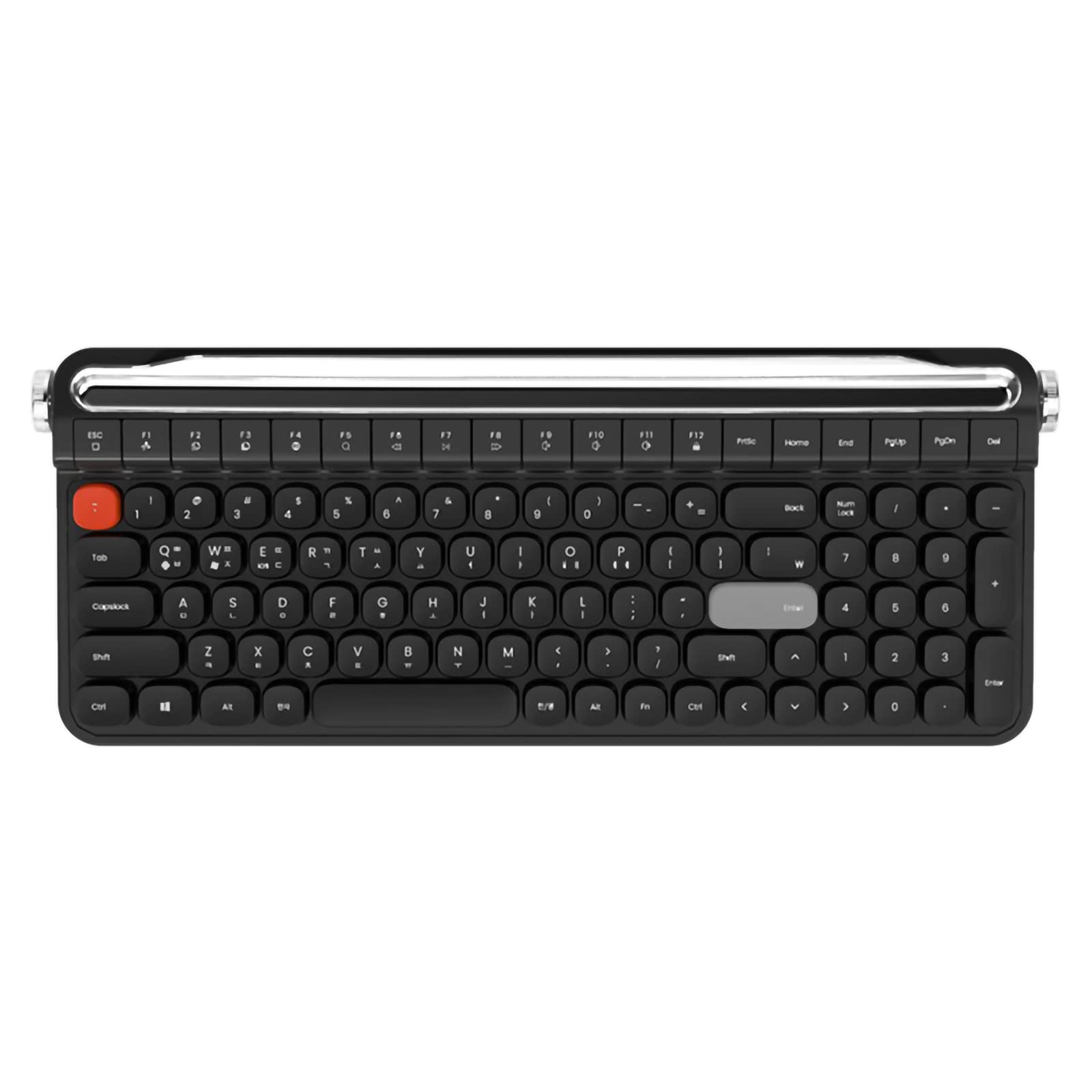 TISHLED Typewriter Style Mechanical Gaming Keyboard True RGB LED Backlit Bluetooth Wireless/Wired 102-Key Anti-Ghosting Clicky Blue Switch Pad/Phone Holder Num Pad for Windows/Mac OS/Android/iOS Black