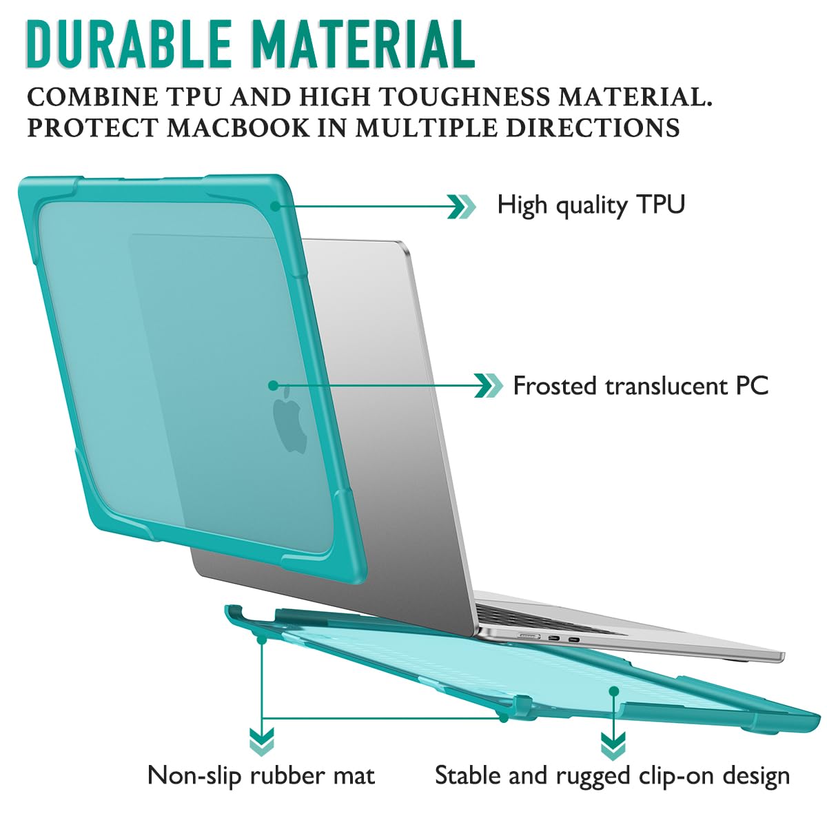 May Chen for MacBook Air 15 inch Case M2 A2941 / M3 A3114 Chip 2023 2024, Heavy Duty Shockproof Protective Hard Shell with Keyboard cover for Fold Kickstand, Blue