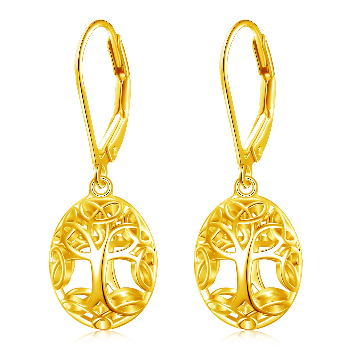 S925 Sterling Silver Dangle Drop Stud Earrings,Celtic Knot Tree of Life Drop Earrings for Women Teen (1.Tree of Life)