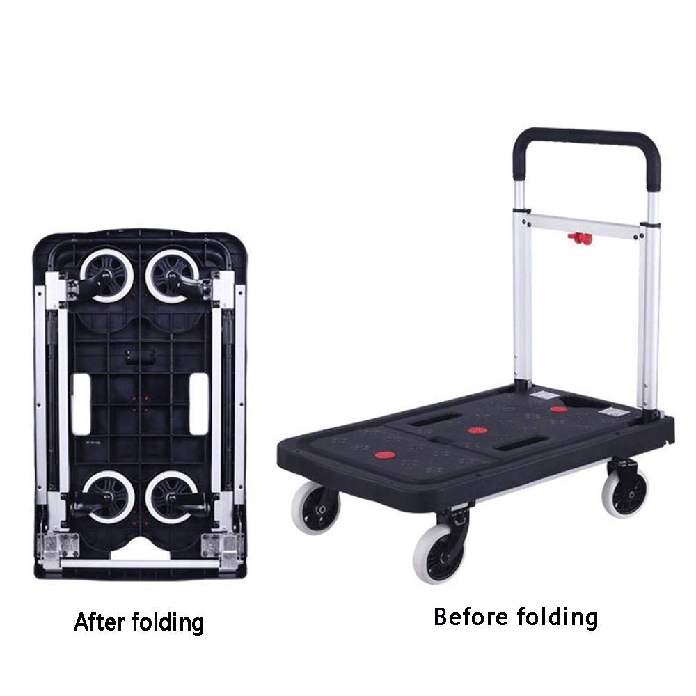 WDBBY Folding Rolling Flatbed Cart Hand Platform Truck Push Dolly for Loading