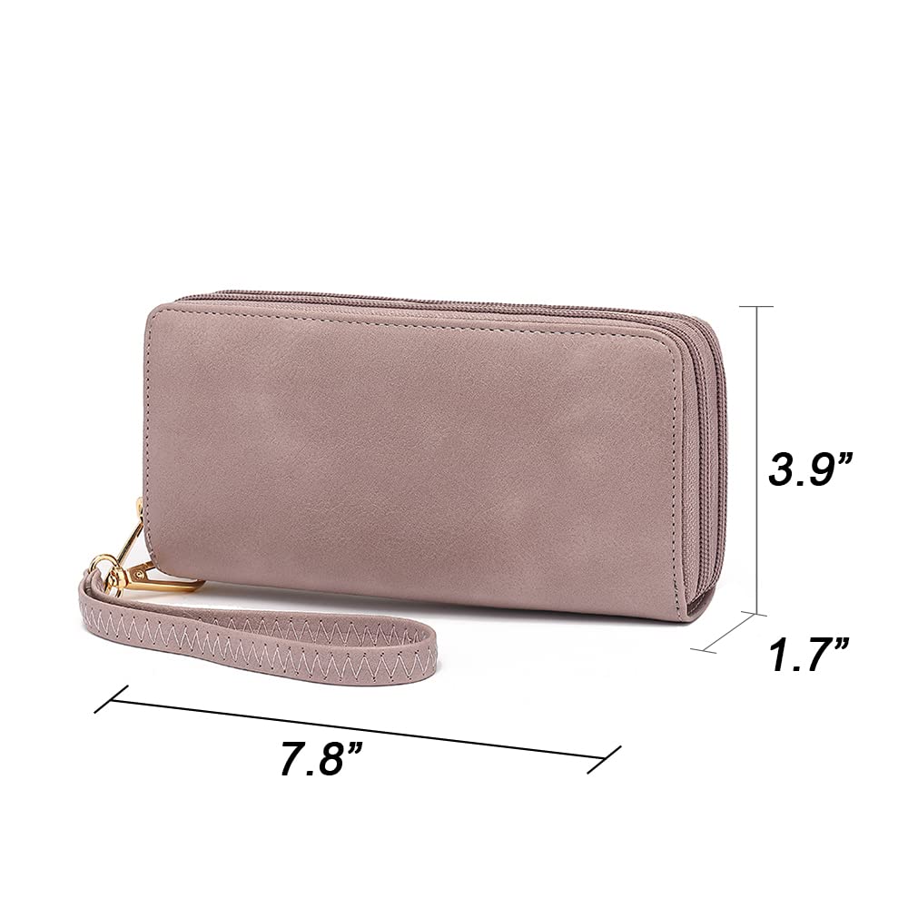 STYLE STRATEGY Ladies RFID Blocking Wallet for women Coin Double Zipper Large Capacity Pocket with ID Slip Pocket