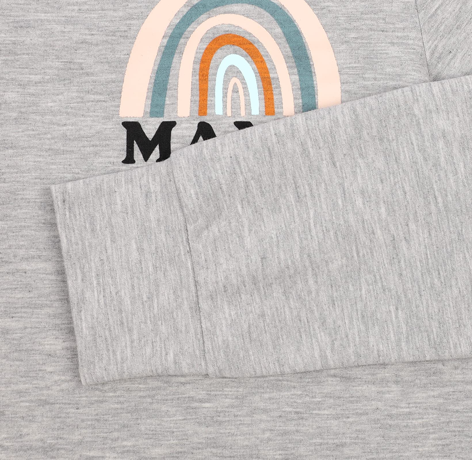 MOUSYA Mama Top Women Mama Sweatshirt Rainbow Graphic Shirt Long Sleeve Crew Neck Pullover Mom Blouse